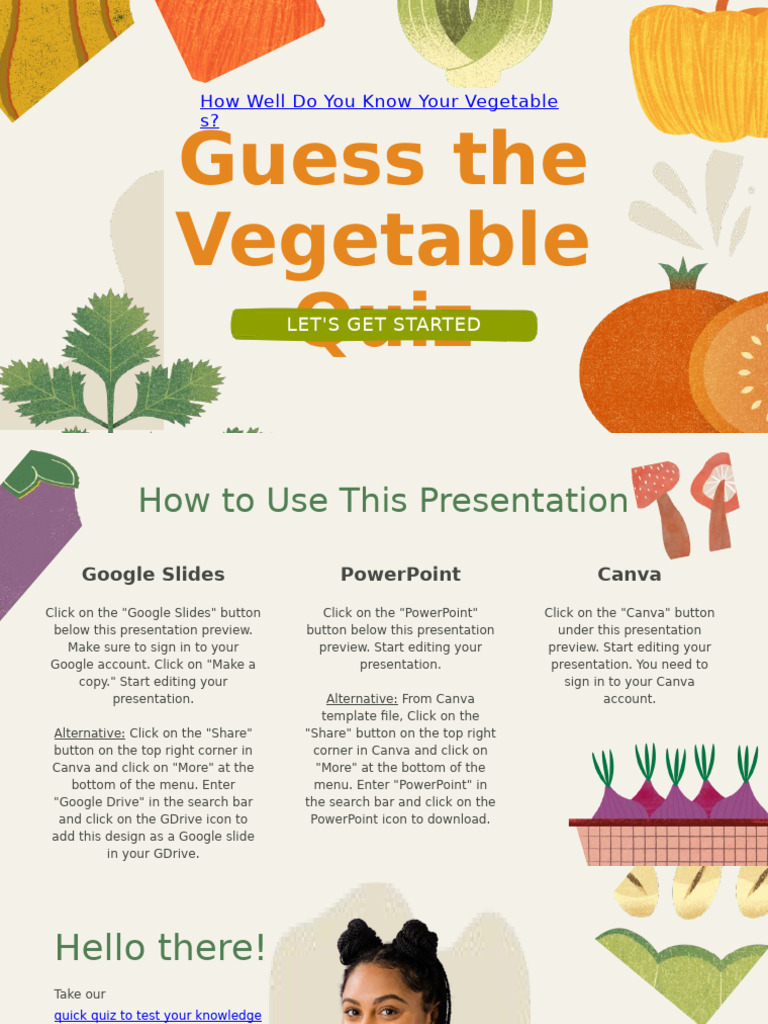 Pastel Soft Nature Illustrative Guess The Vegetable Quiz | PDF ...