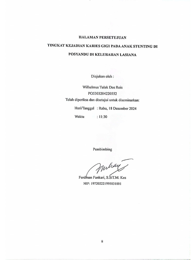 HLMN Persetujuan Proposal. Wilhelmus Dos Reis | PDF