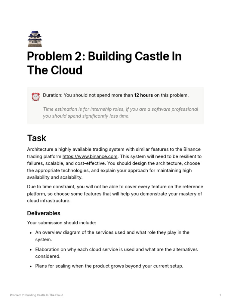 Problem 2 Building Castle in The Cloud | PDF