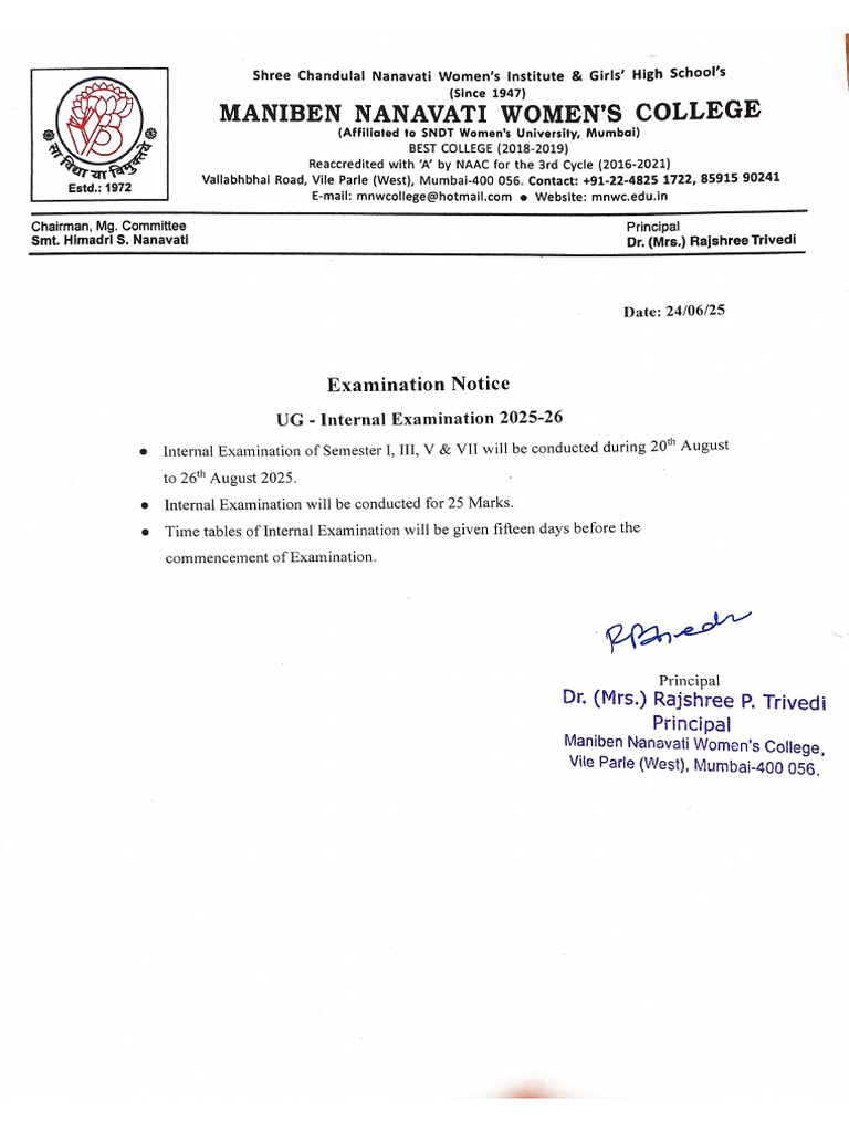 Internal Examination - August 2025 | PDF