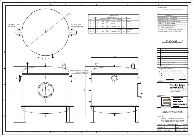 Buffer Tank 14000ltr Sheet 1 | PDF
