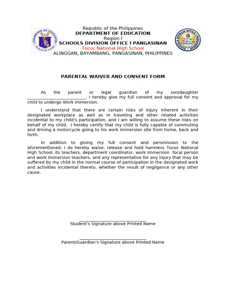 Parental Waiver | PDF