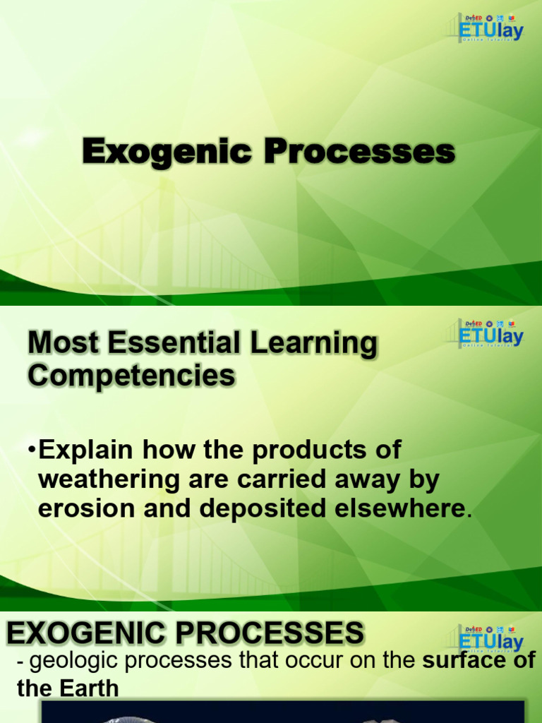 Earth and Life Science Q1 Exogenic Processes | PDF | Weathering | Erosion