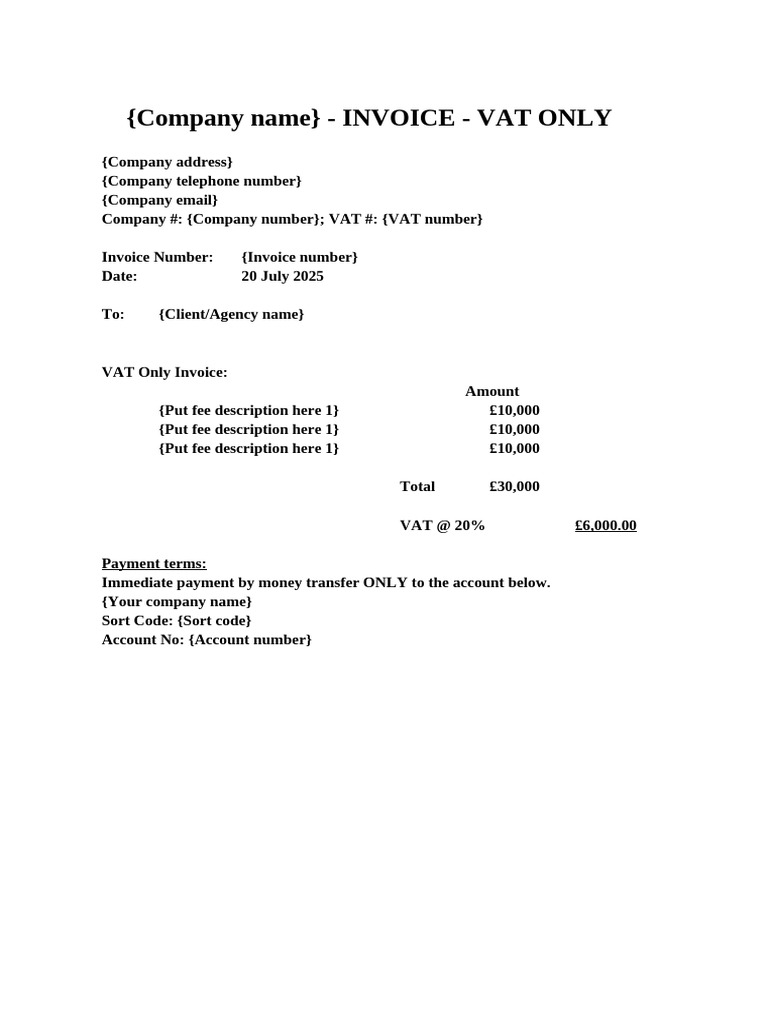 In Voice Template Vat Only | PDF