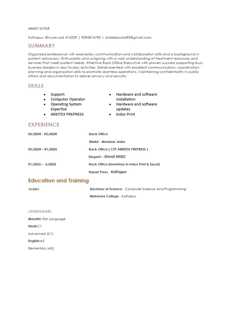 Aniket CV - 5 | PDF