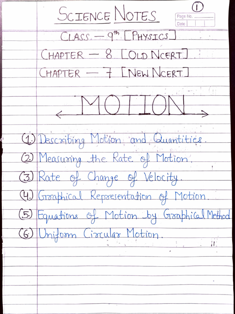 Motion, Class 9th Science (NCERT) Notes - 250425 - 08 - 250425 - 123510 ...
