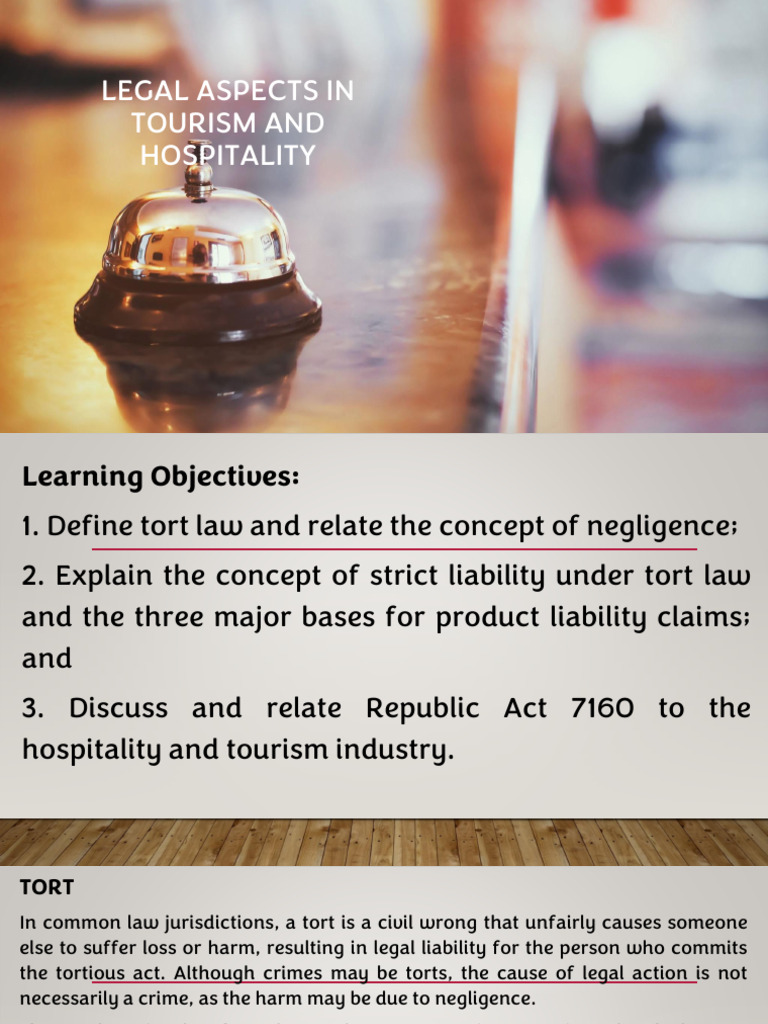 Legal Liabilities in Tourism and Hospitality | PDF | Tort | Damages