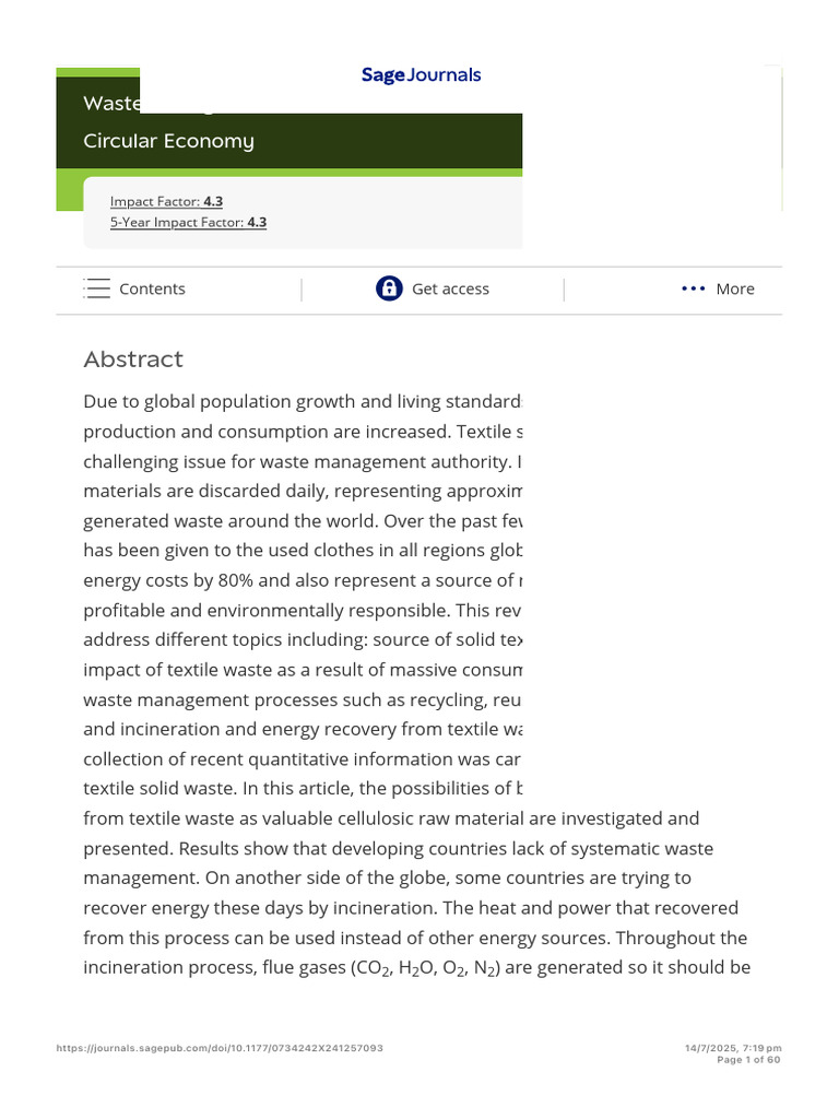 A Review On Textile Solid Waste Management - Disposal and Recycling ...