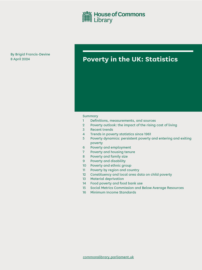 UK Child Poverty Statistics 2024 | PDF | Cost Of Living | Poverty