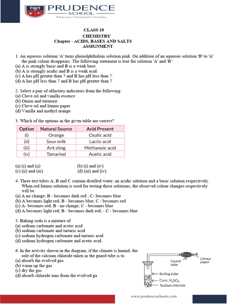 G10 Chemistry Acids, Bases and Salts Assignment | PDF | Sodium ...