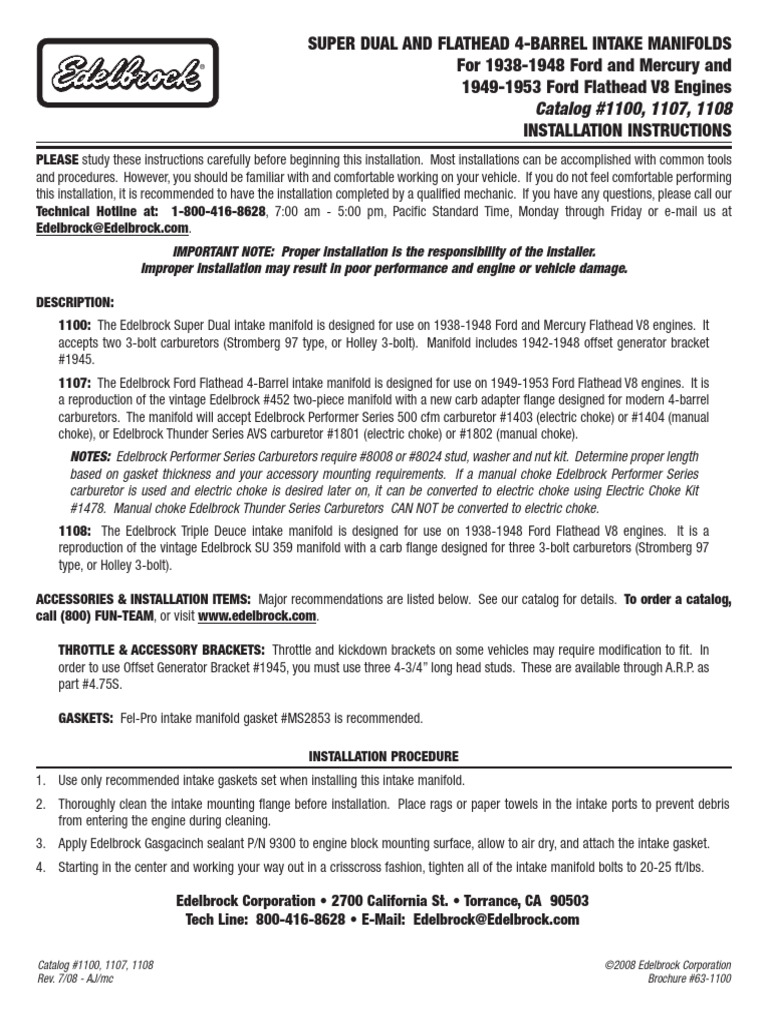 Super Dual and Flathead 4-Barrel Intake Manifolds For 1938-1948 Ford ...