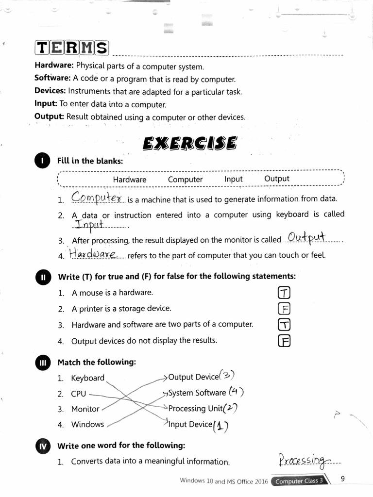Computer Chapter 1 Exercises | PDF | Input/Output | Computer Hardware