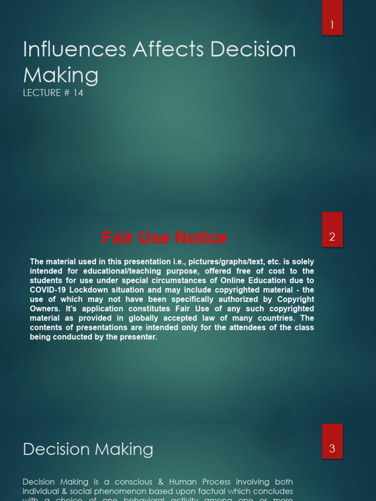 14 Influences Affects Decision Making | PDF | Policy | Perception