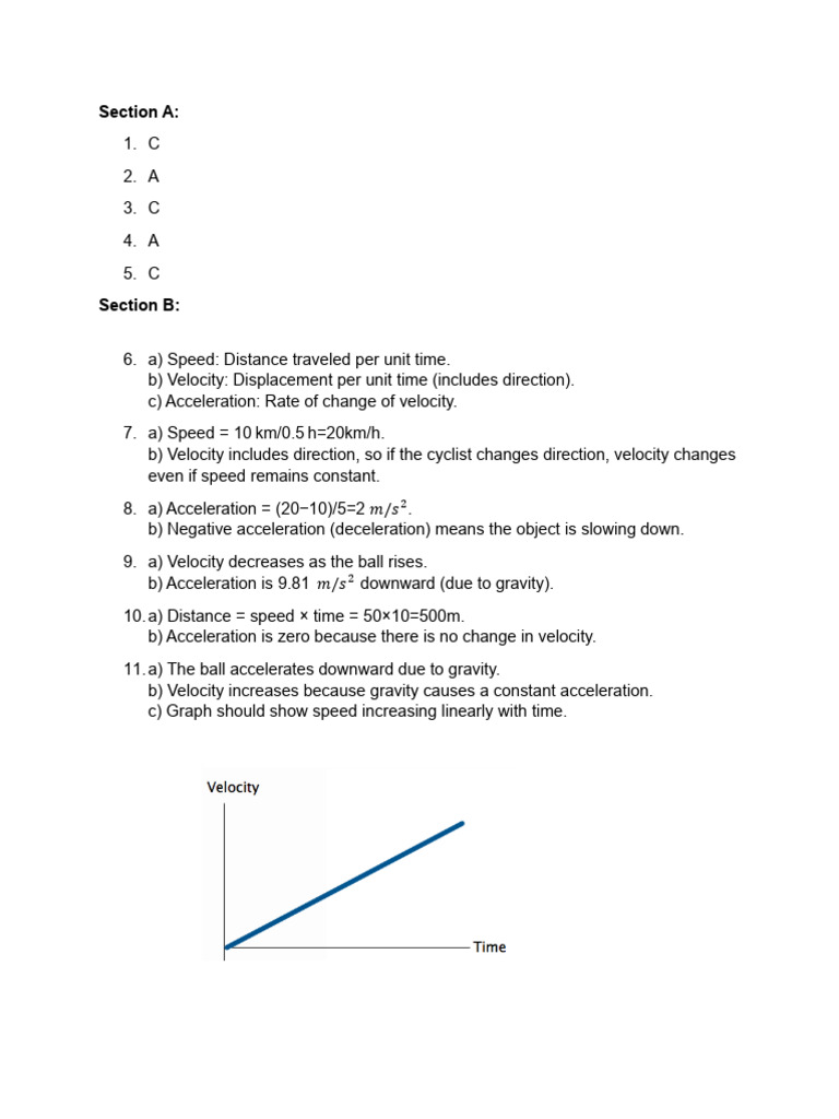 Motion Worksheet Answer Key | PDF