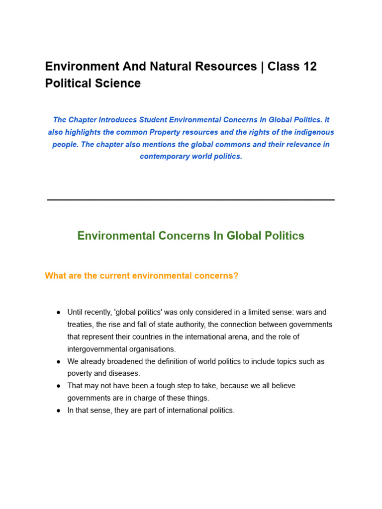 Environmental Politics and Global Commons | PDF | Kyoto Protocol ...