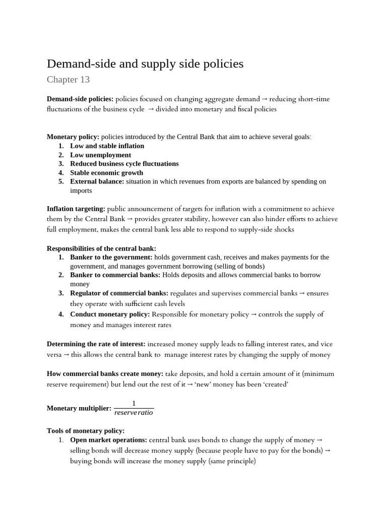 Demand Supply-Side Policies | PDF | Fiscal Policy | Monetary Policy