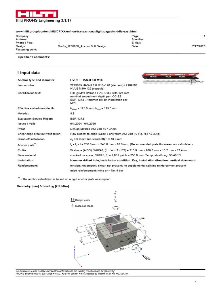 Drafts Drafts J230059 Anchor Bolt Design | PDF | Mechanical Engineering