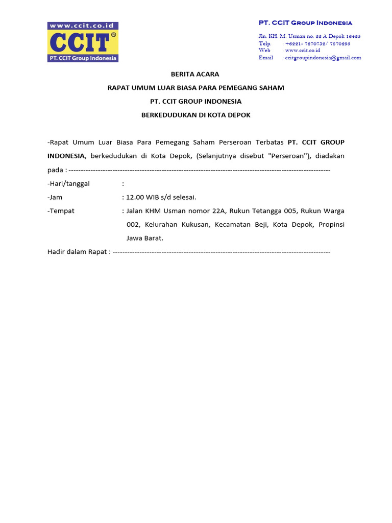 Berita Acara Rapat Umum | PDF