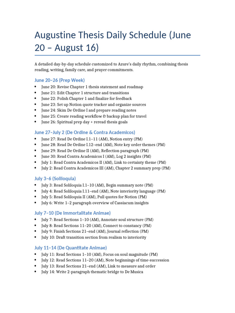 Augustine Daily Schedule | PDF