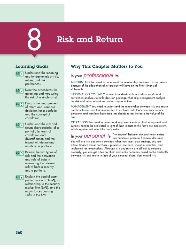 Chapter 3 Risk and Return | PDF