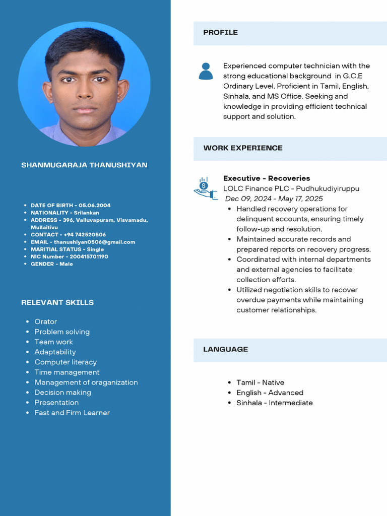 Thanushiyan's CV | PDF