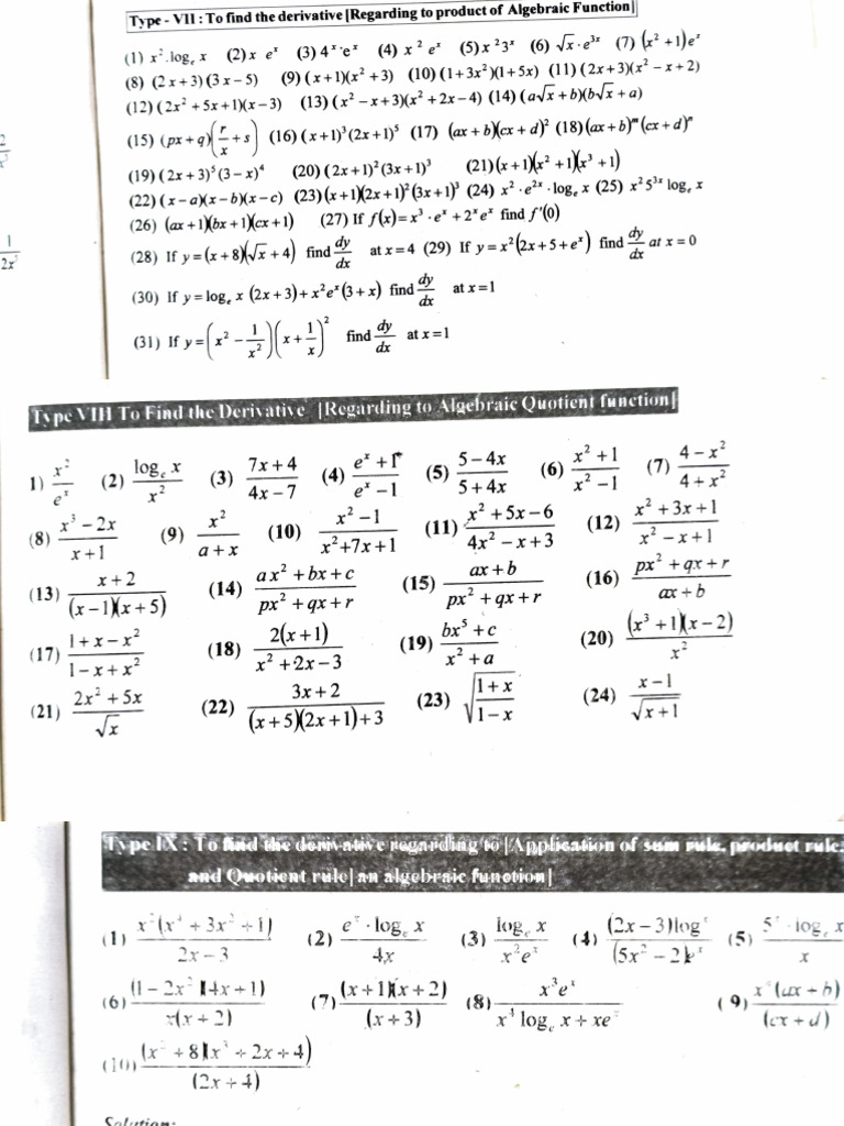 Derivative Practice Problems and Solutions | PDF | Trigonometric ...