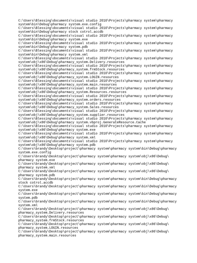 Pharmacy System - vbproj.fileListAbsolute | PDF | Computer Programming | Microsoft