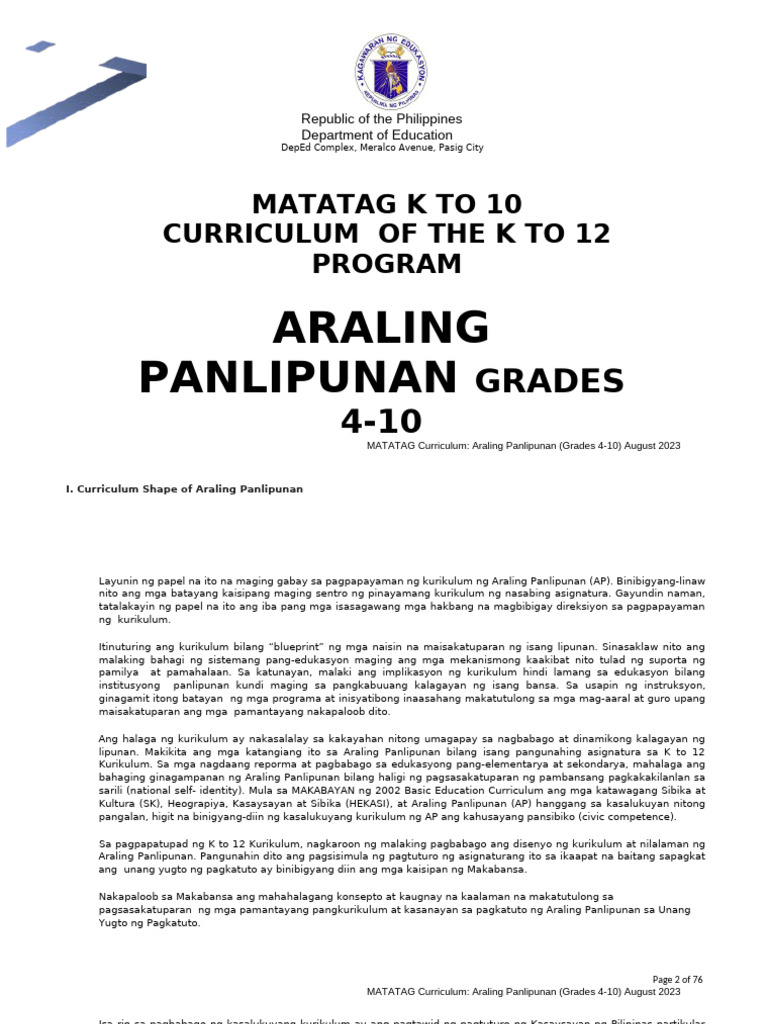 Curriculum Guide 2023 Grades 4 10 | PDF