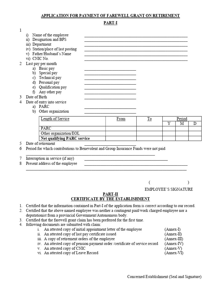 Farewell Grant Form | PDF