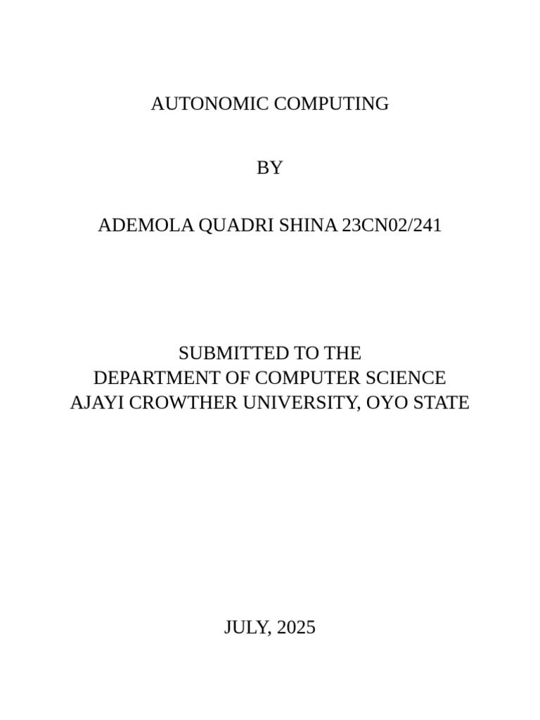Autonomic Computing Title Page | PDF | Computing | Computer Science