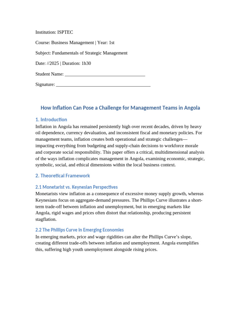 Inflation Challenges for Angola's Management | PDF | Inflation ...
