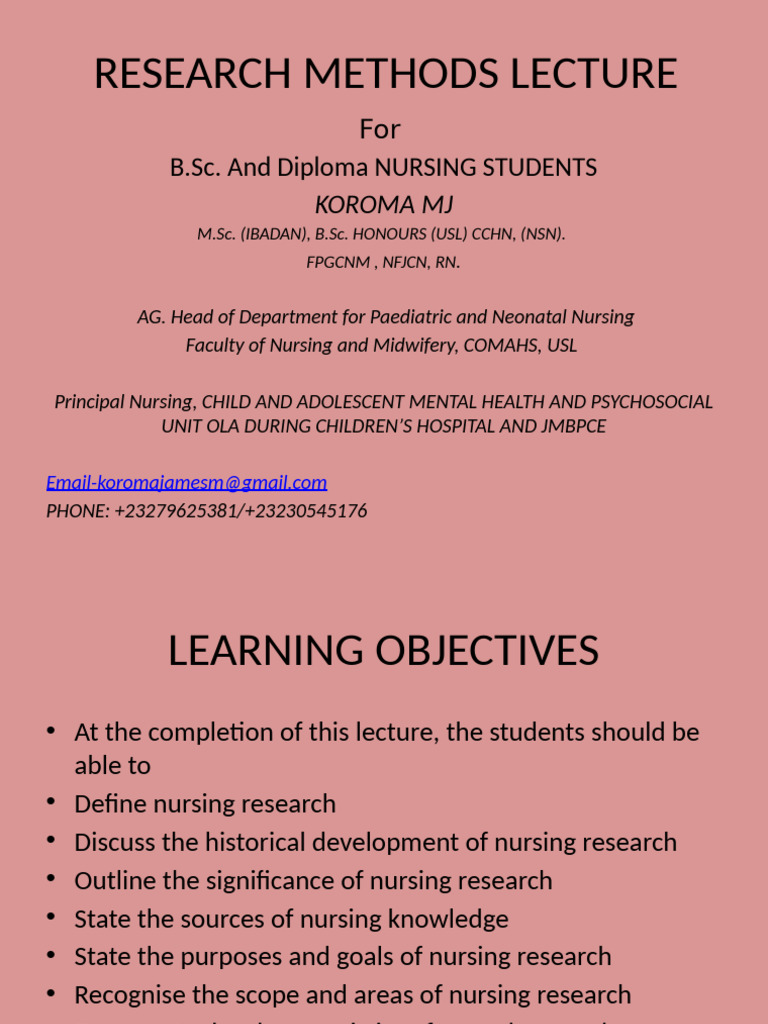 Nursing Research Methods Overview | PDF | Nursing | Evidence Based Medicine