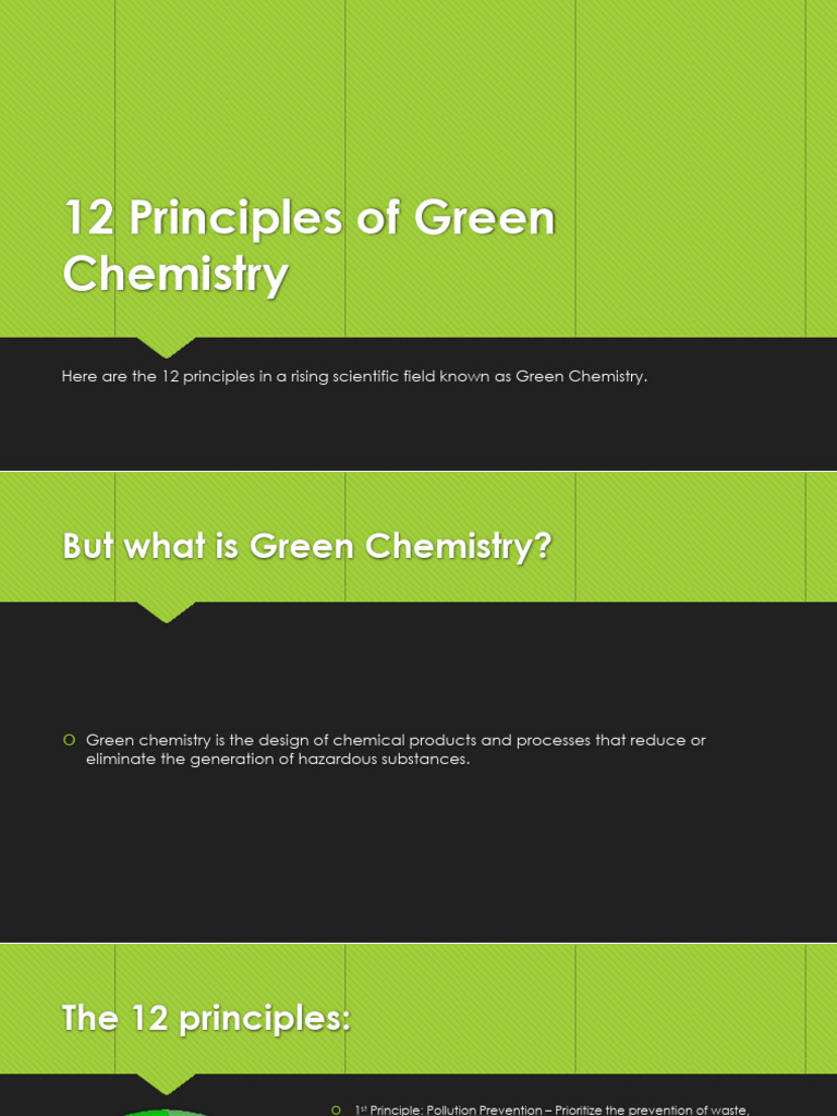 12 Principles of Green Chemistry | PDF | Green Chemistry | Chemistry