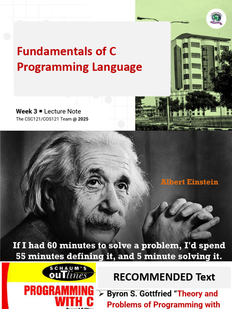 (Lecture 3) Fundamentals of C Programming Language - 2025 | PDF | Integer (Computer Science) | Ascii