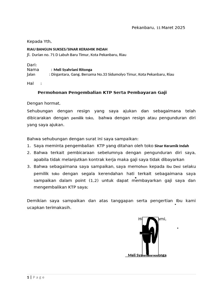 Permohonan Pengembalian KTP | PDF