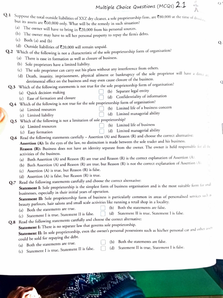 Business Studies CH 2 Assignment | PDF | Partnership | Sole Proprietorship