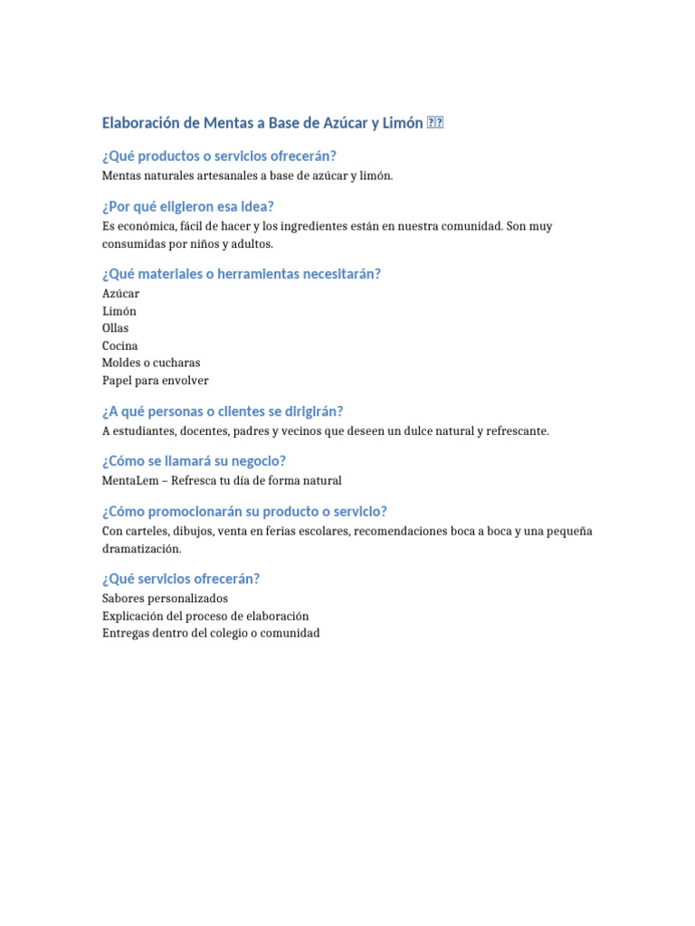 Elaboración de Mentas | PDF