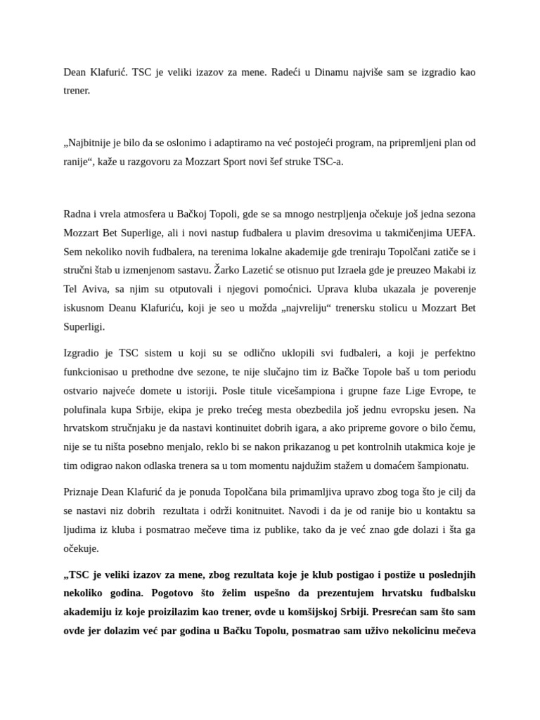 Dean Klafurić Intervju | PDF
