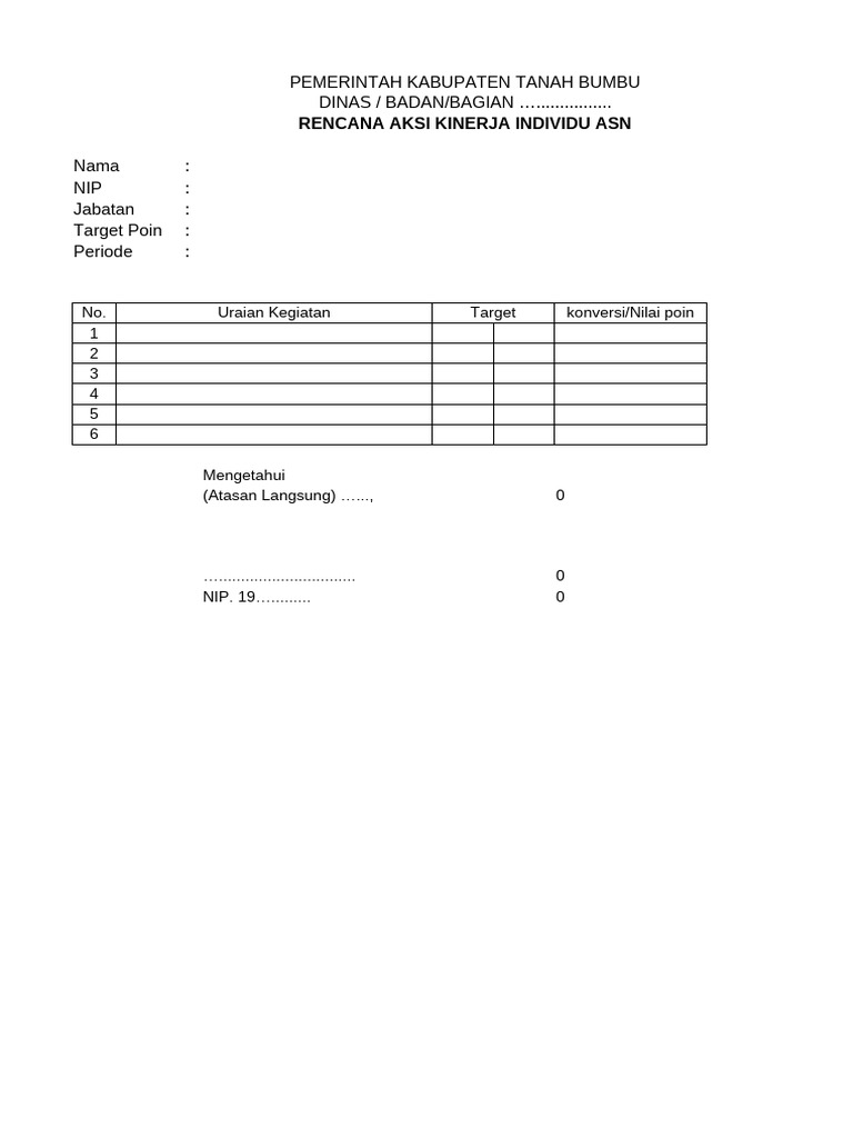 Contoh - Form Rencana Aksi Bulanan (Sub Menu Rencana Aksi) | PDF