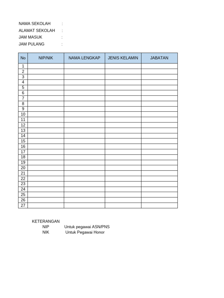 Format Data Sekolah Presensi Didsik Gowa | PDF