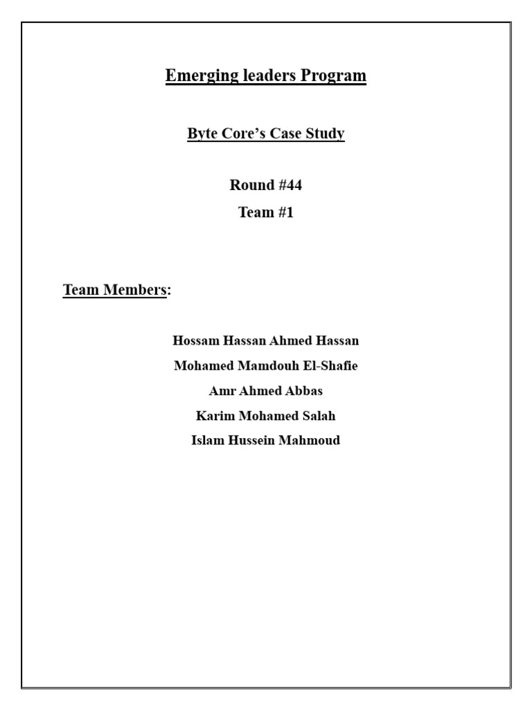 Case Study Team#1 Assessment, Evaluation and Answers For 1 5 Questions ...