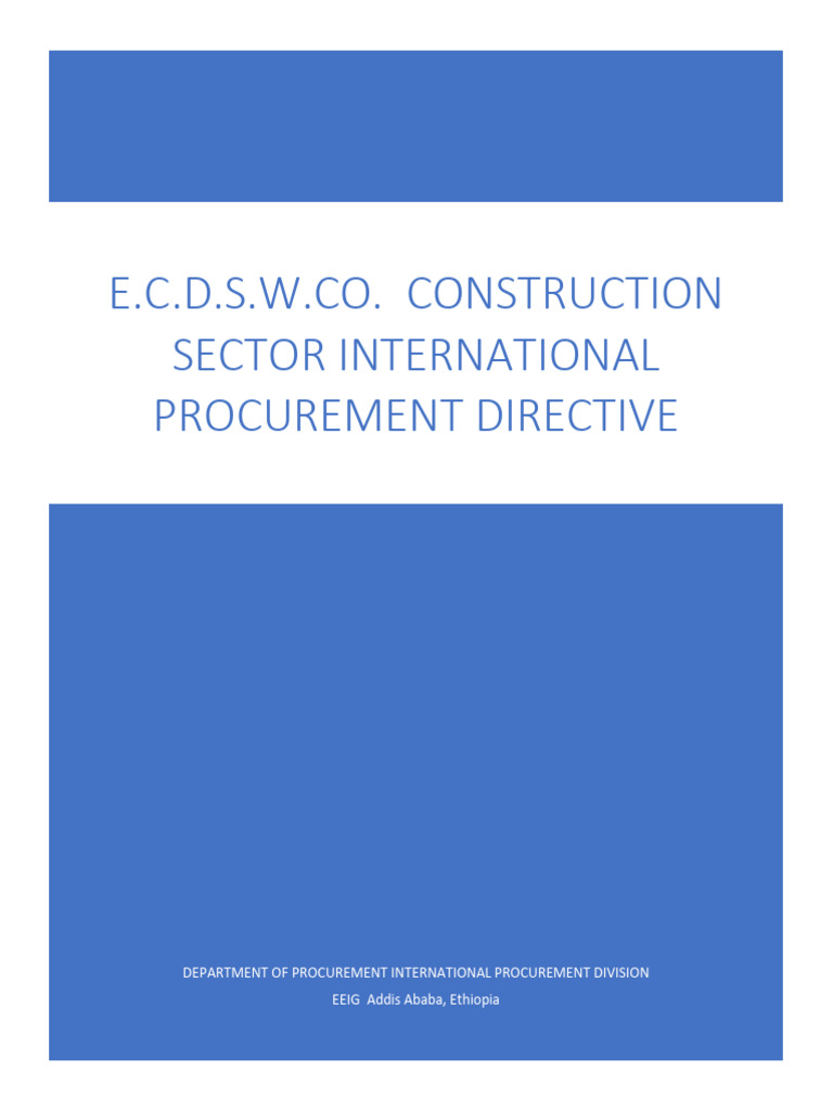 Ecdswco International Procurement Directive Draft | PDF | Procurement | Integrity