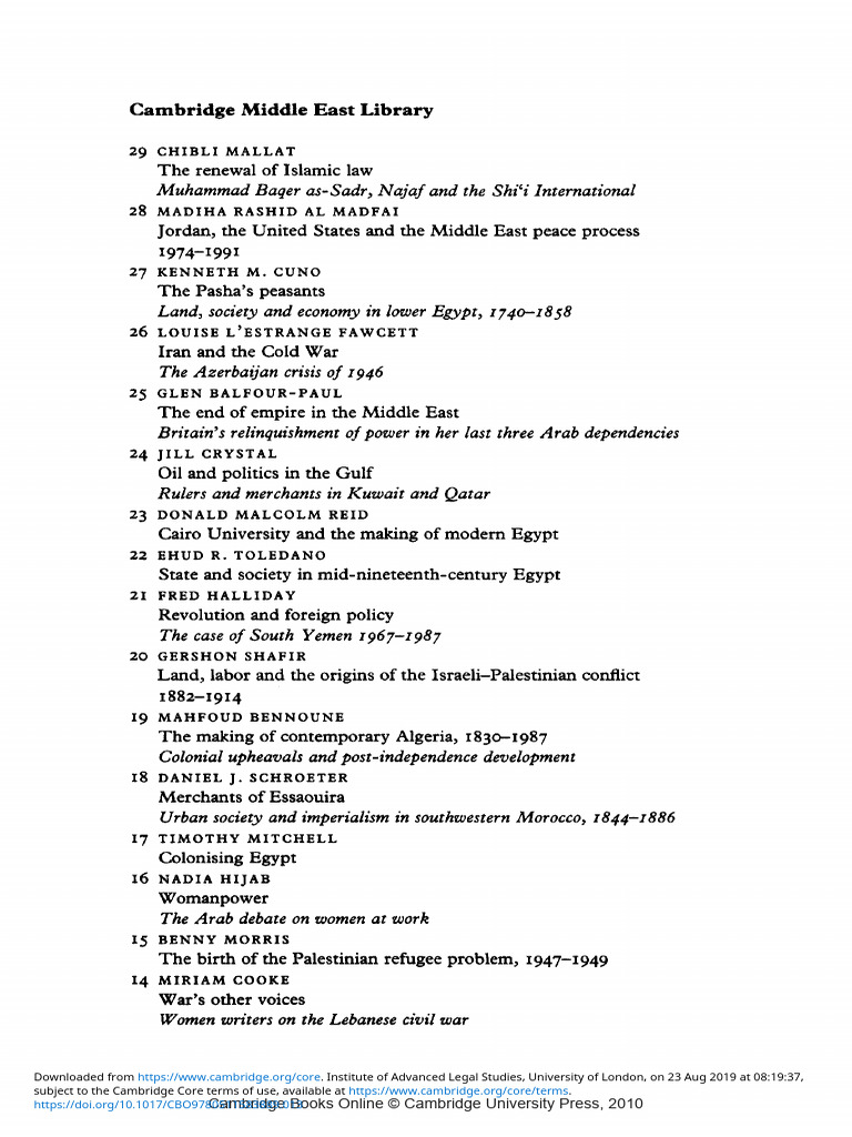 Book List On Middle - East - Library | PDF | Egypt | Jordan
