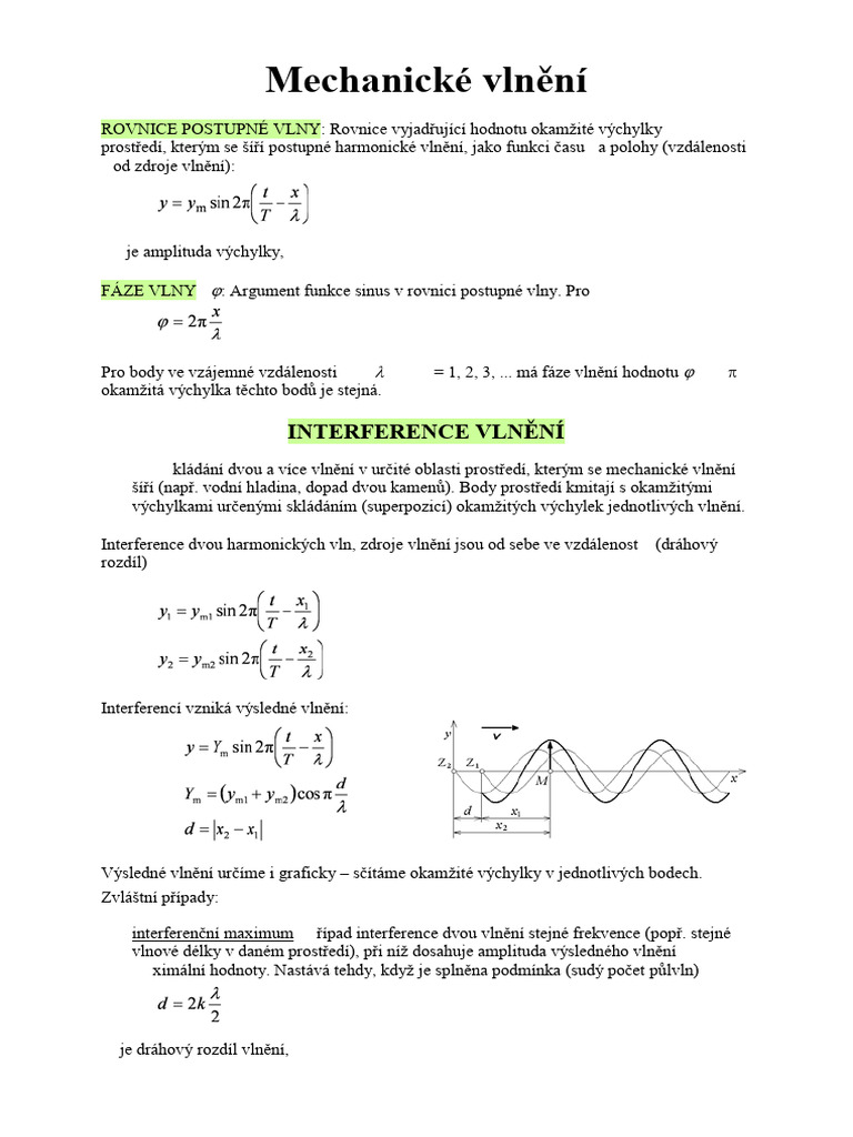 Mechanické Vlnění Teorie | PDF