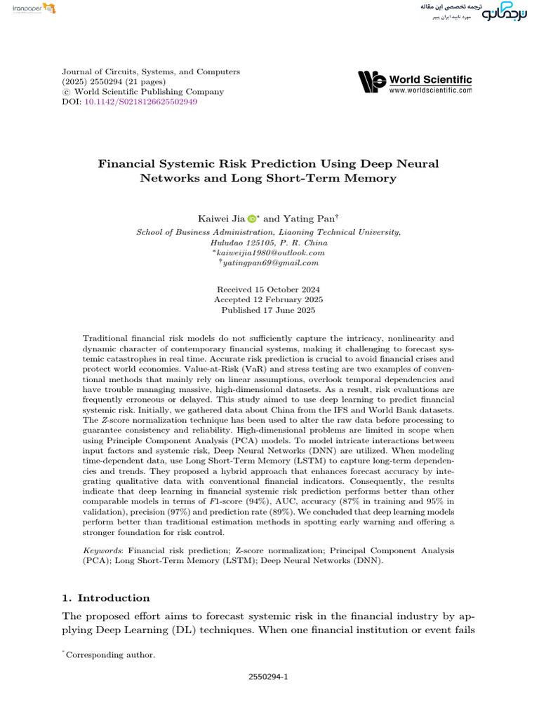 Financial Systemic Risk Prediction | PDF | Deep Learning | Prediction
