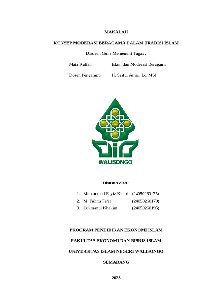 Moderasi Beragama dalam Tradisi Islam | PDF