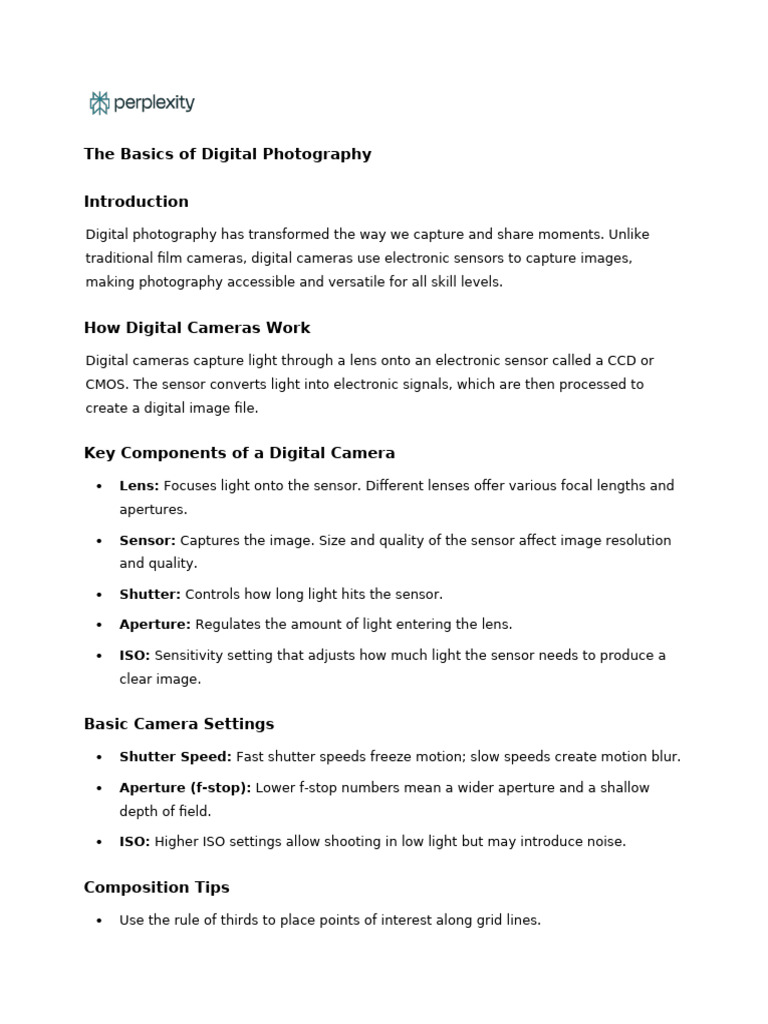 The Basics of Digital Photography | PDF