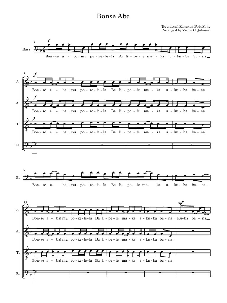 Bonse Aba: Zambian Folk Song Guide | PDF