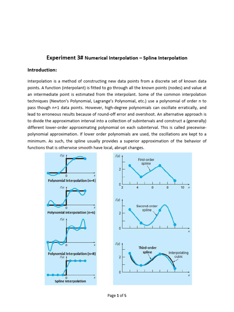 EEE424 Exp3 Spline Interpolation | PDF | Interpolation | Spline (Mathematics)