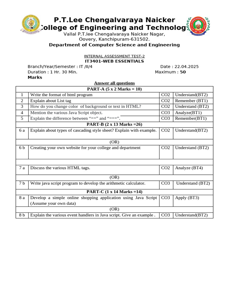IT3401 Web Essential IAT-2 | PDF